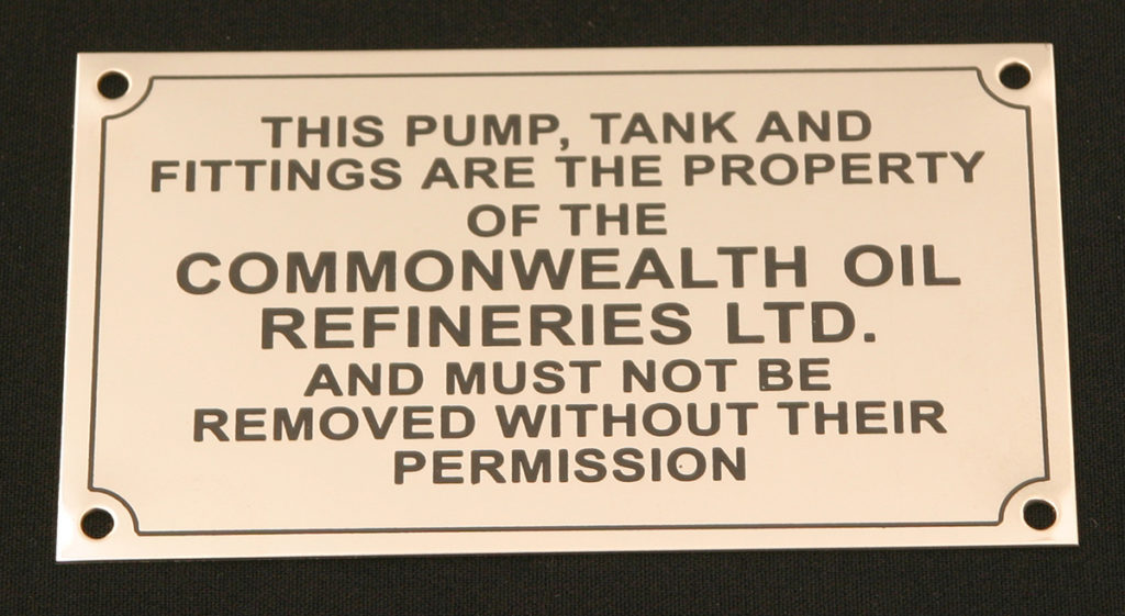 ID110 Bowser Red Sentry Large brass nameplate | Roadside Relics