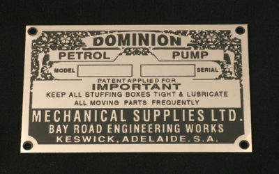 ID03 Dominion Manual Pump ID plate | Roadside Relics