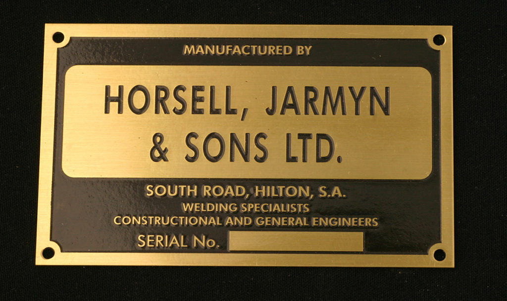 ID110 Bowser Red Sentry Large brass nameplate | Roadside Relics