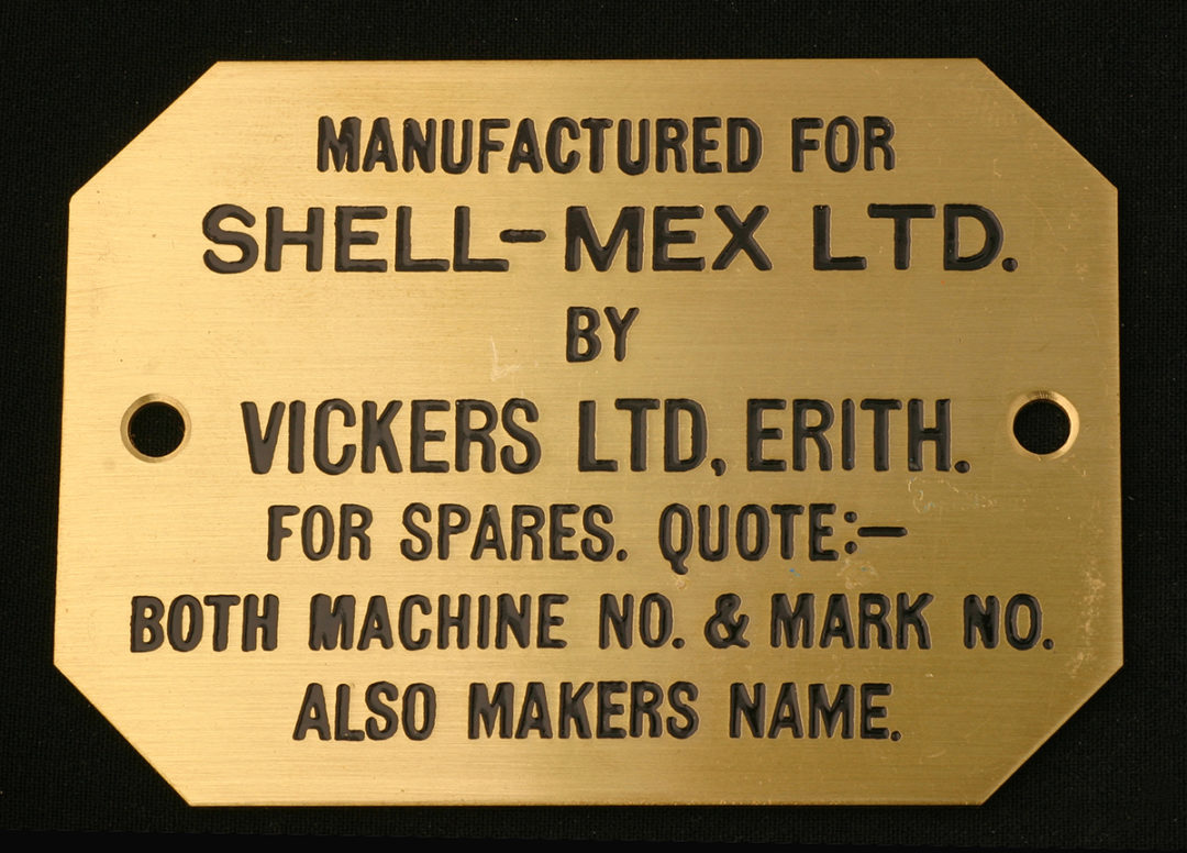 ID110 Bowser Red Sentry Large brass nameplate | Roadside Relics