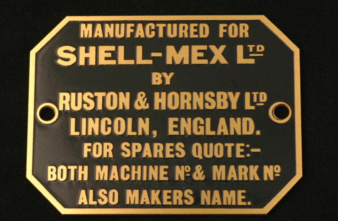 ID110 Bowser Red Sentry Large brass nameplate | Roadside Relics