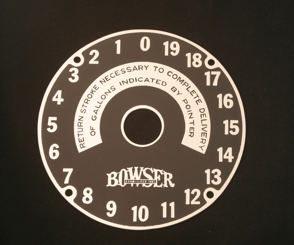 ID22 Bowser 20 Gallon ind ID plate | Roadside Relics