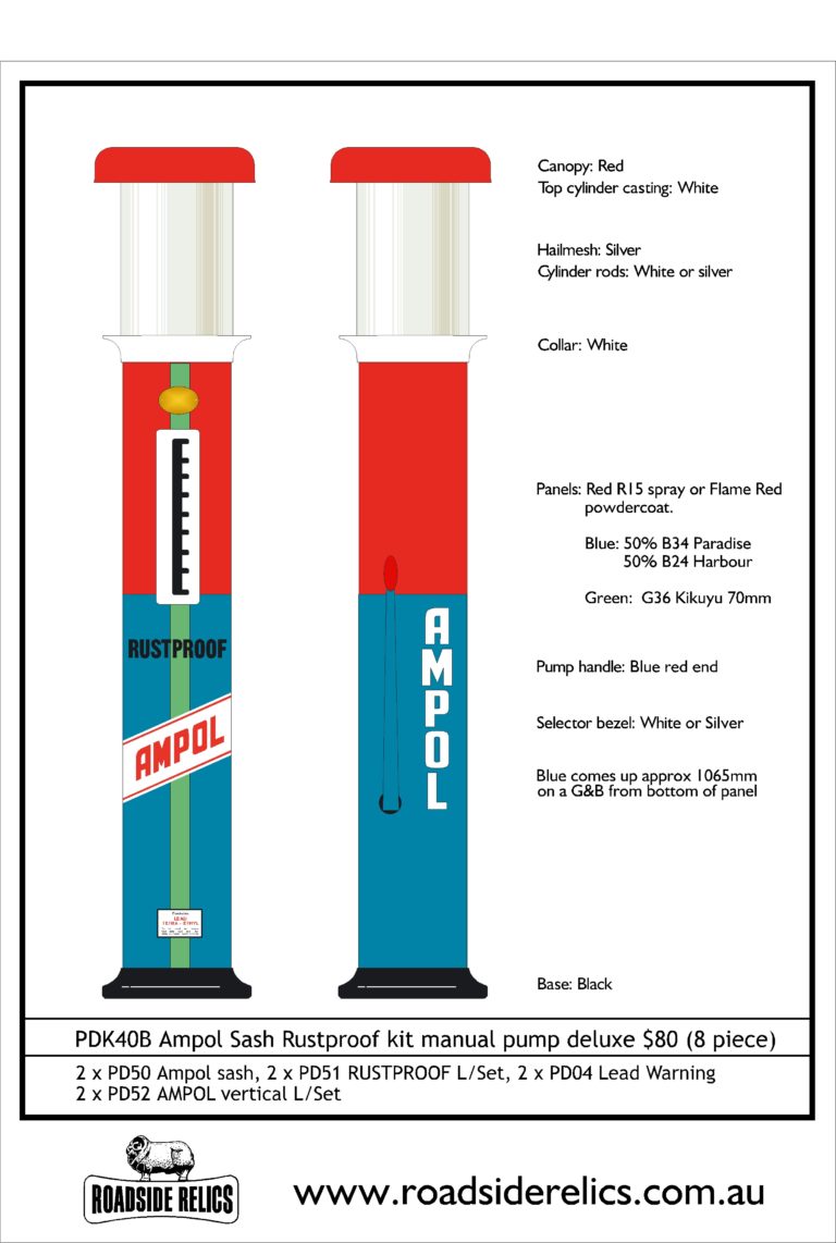 PDK40B Ampol Sash decal kit (deluxe) manual pump | Roadside Relics
