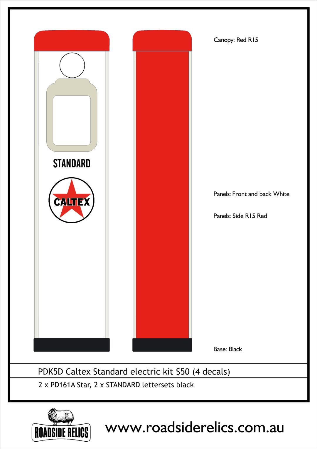 PDK5D Caltex STANDARD decal kit electrics. | Roadside Relics