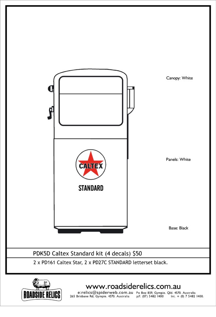 PDK5D Caltex STANDARD decal kit wide bodied electrics. | Roadside Relics
