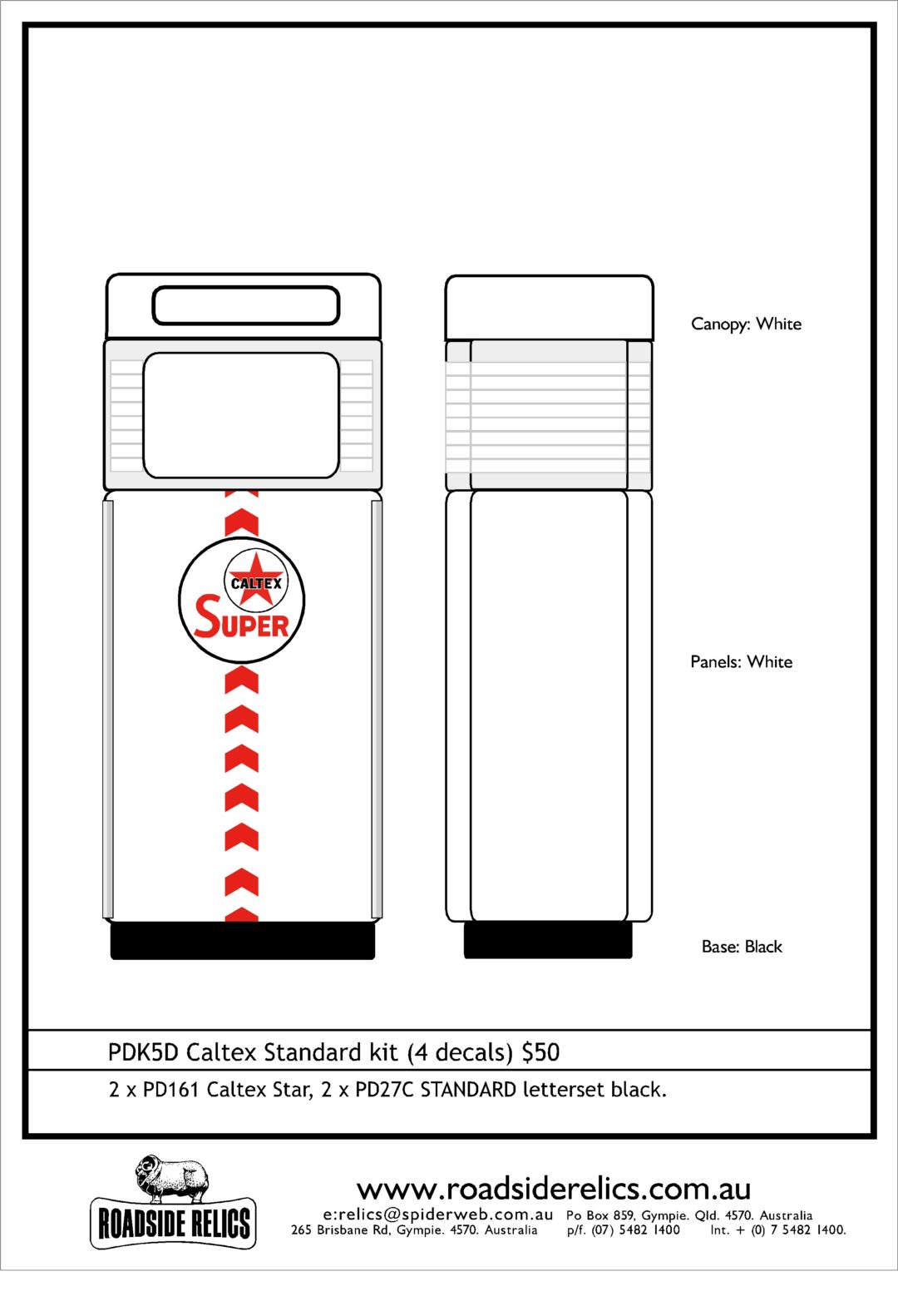 PDK5F Caltex SUPER decal kit wide bodied electrics. | Roadside Relics